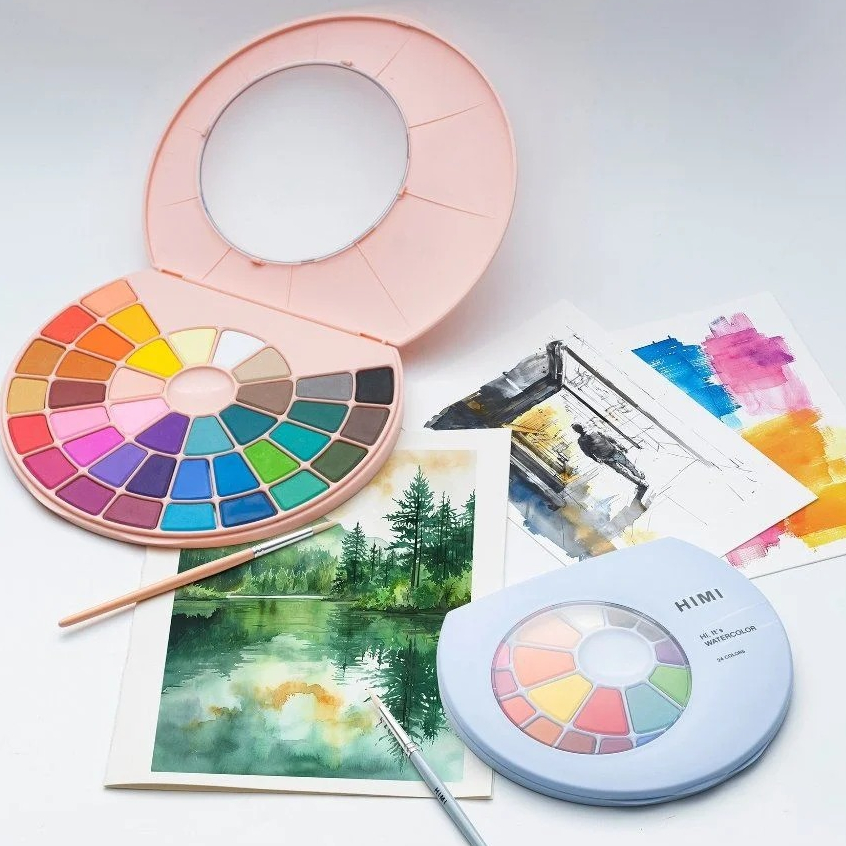 [CÁ CON] Bộ màu nước nén MIYA HIMI SOLID WATERCOLOR - có kèm cọ vẽ ...