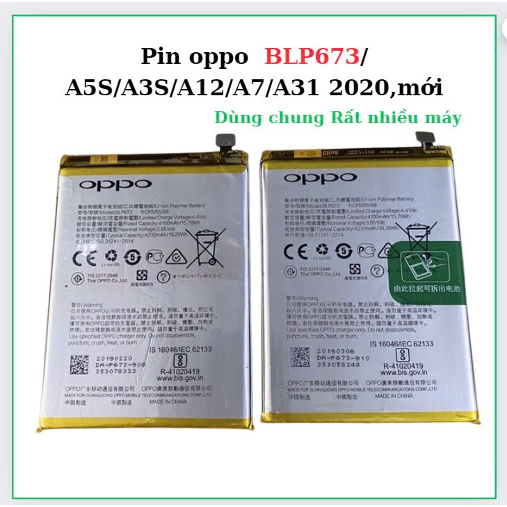 Pin oppo BLP673 / A5S / A3S / A12 / A7/ A31 2020,mới,dùng chung nhiều ...