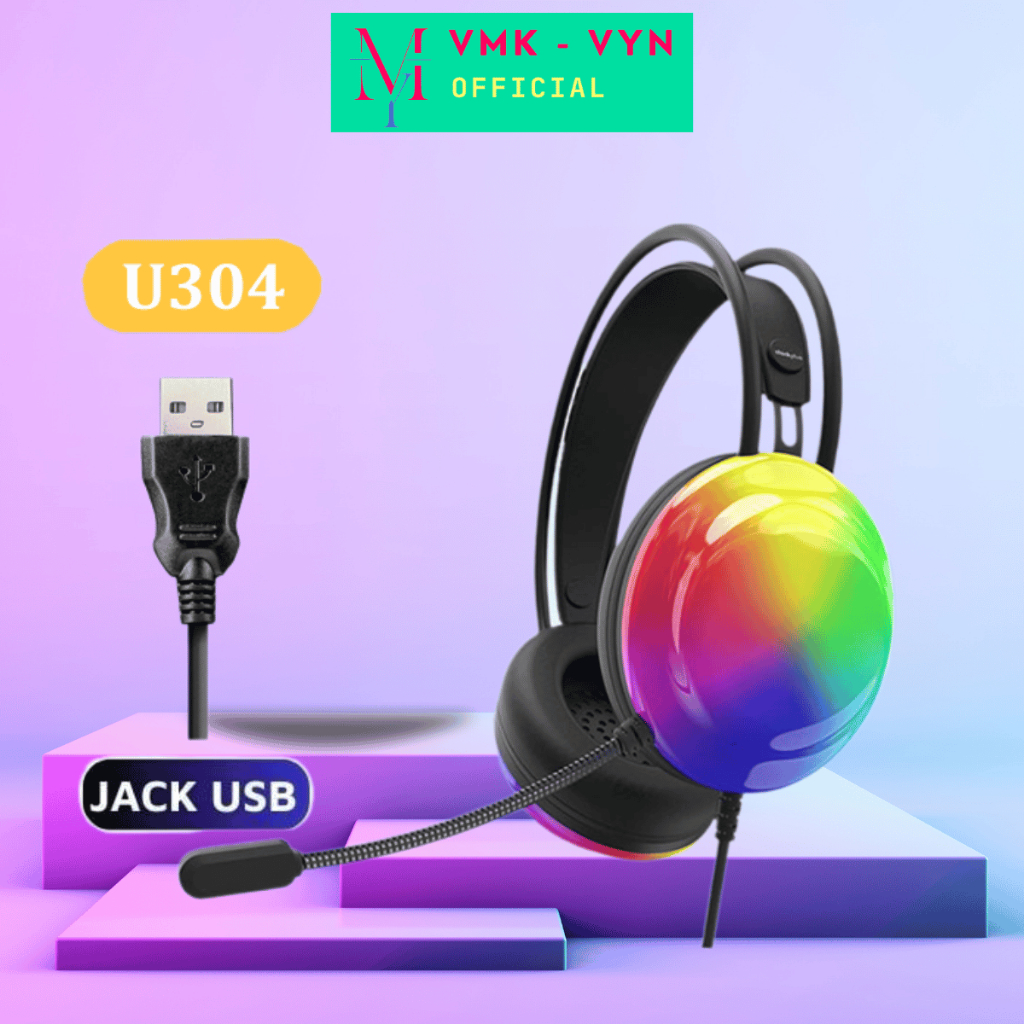 Tai nghe Headphone Gaming HEADSET U304 Led RGB (Jack cắm USB 7.1) | Shopee Việt Nam