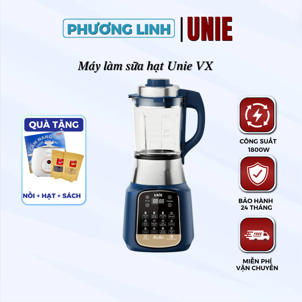 Máy làm sữa hạt Unie VX - Dung tích 1.75L - Động cơ SR9 1800W - Hàng chính hãng - Bảo hành 24 ...