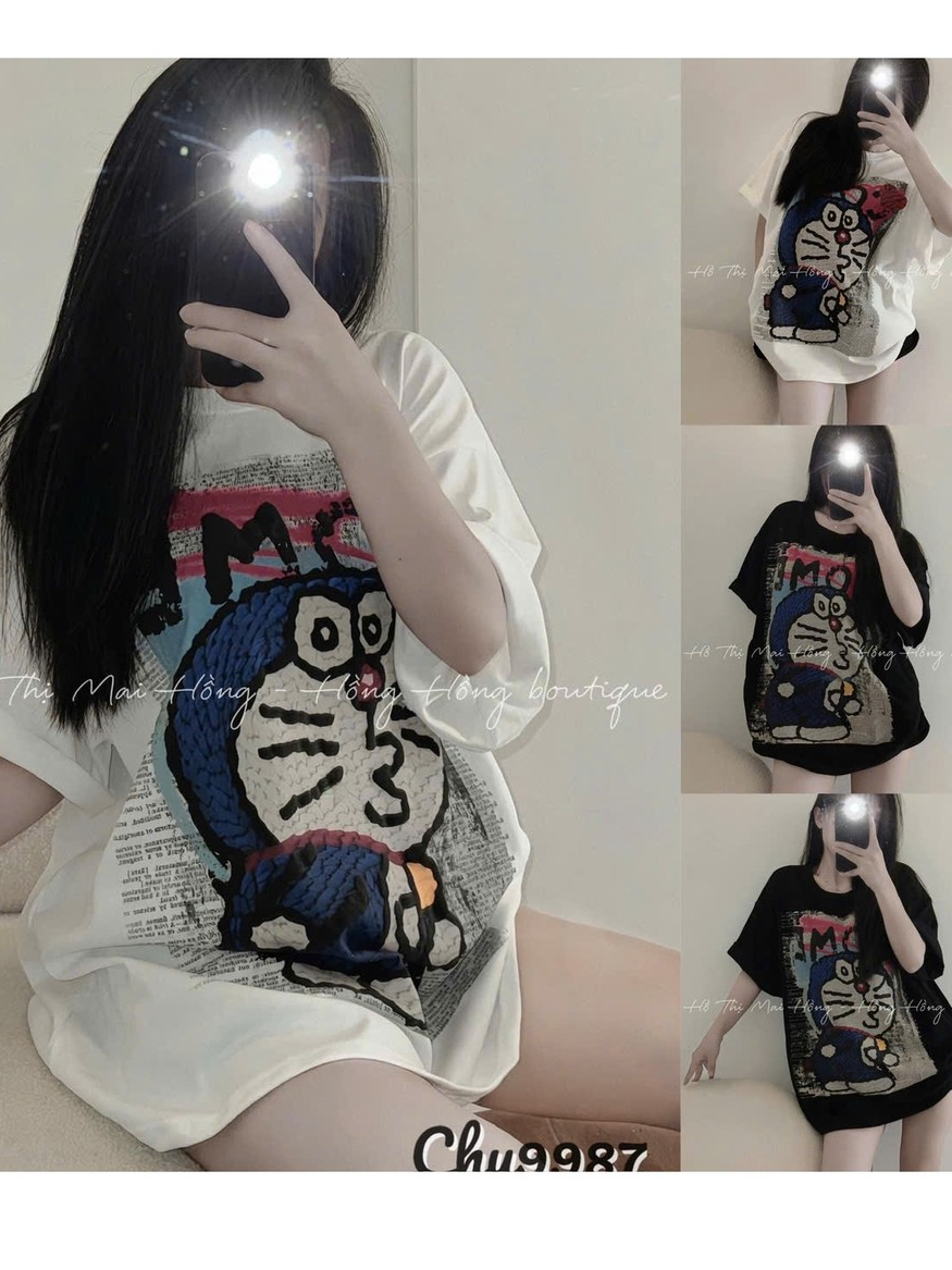 Xiao Feifei chính hãng_ÁO PHÔNG RỘNG IN LỤA DOREMON - CHẤT COTTONG XỊN ...