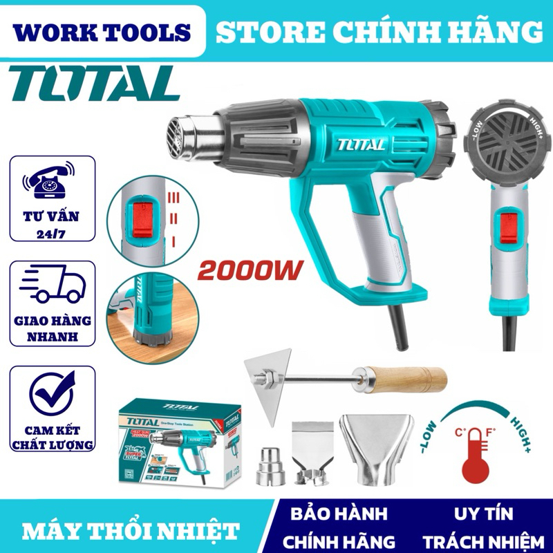 TOTAL Máy Thổi Nhiệt 2000W TB20045 ( có chỉnh nhiệt ) | Shopee Việt Nam