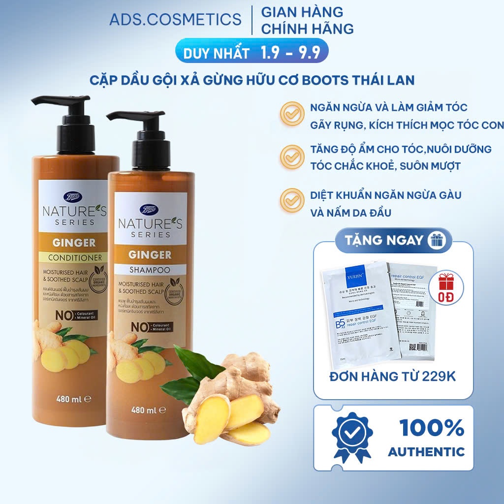 Dầu Gội Gừng Thái Lan BOOTS NATURE'S 480ml - Cặp Gội Xả Gừng Kích Thích Mọc Tóc Chống Rụng Tóc ...