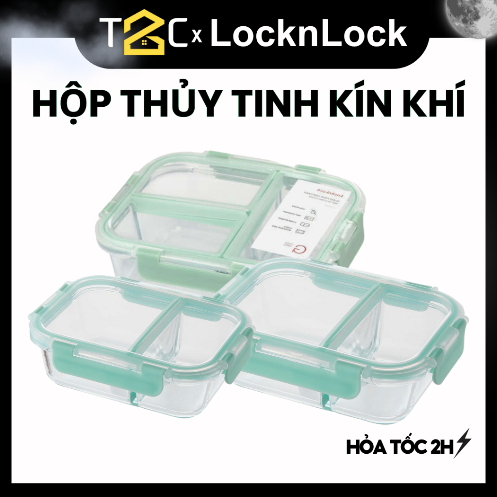 Hộp Cơm Thuỷ Tinh Chống Tràn LocknLock 2 Ngăn, 3Ngăn dùng cho lò vi ...