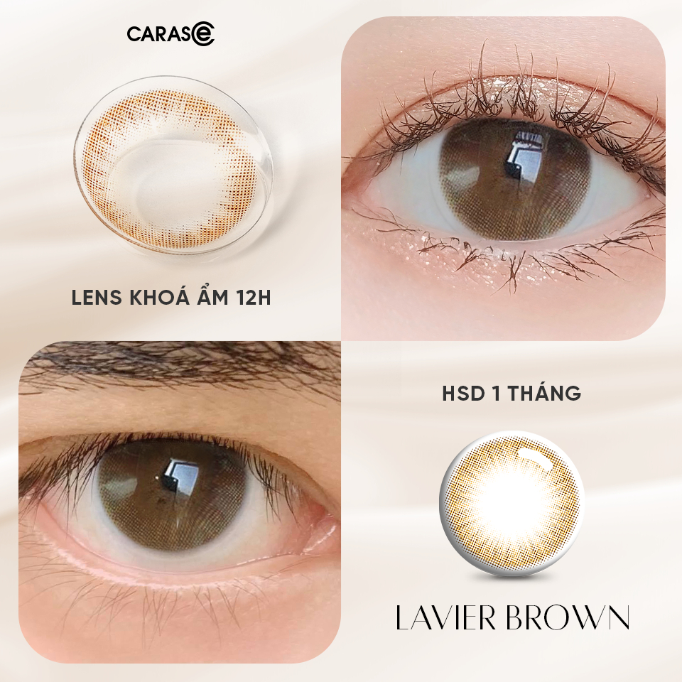 Kính áp tròng khoá ẩm 12H 1 Tháng CARASE, Lens cận màu nâu/ xám LAVIER ...