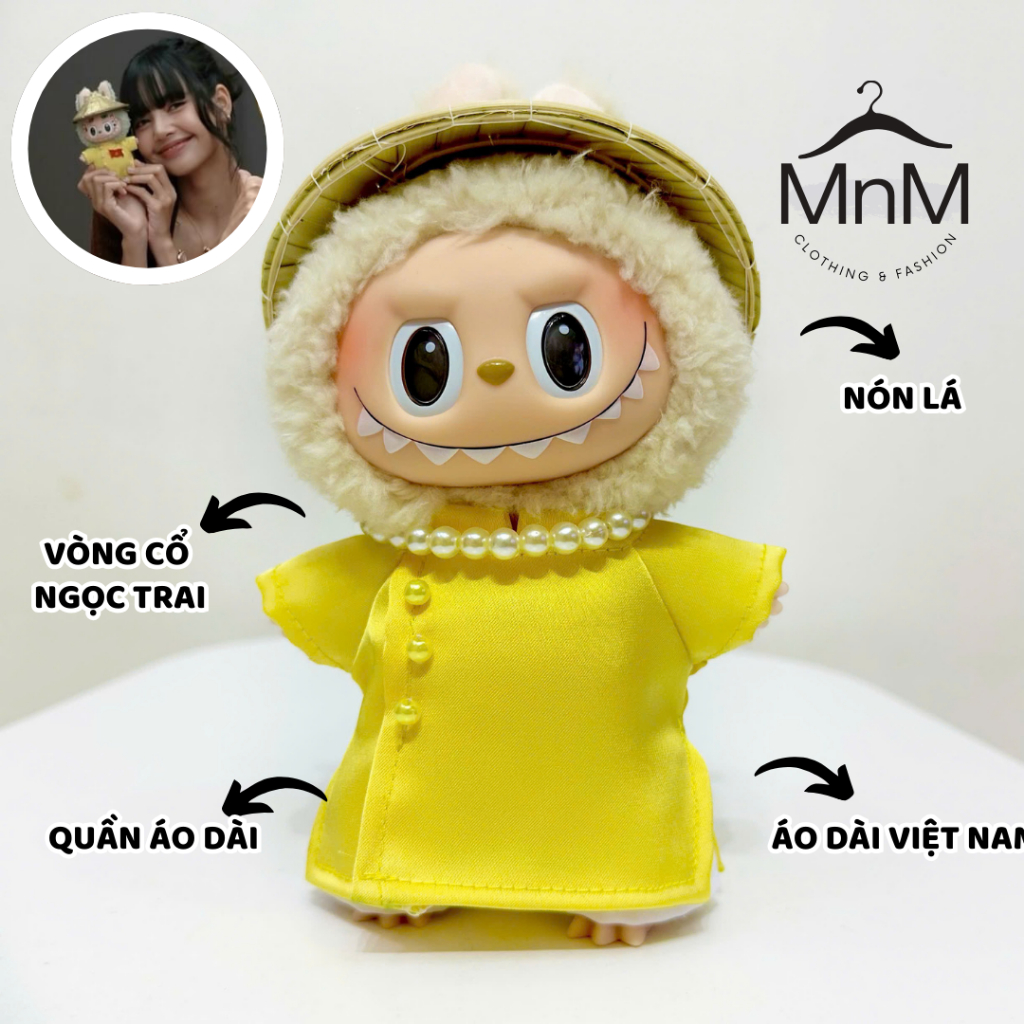 Áo dài Labubu thiết kế riêng cho Labubu 17cm - Nón lá & áo dài Labubu ...