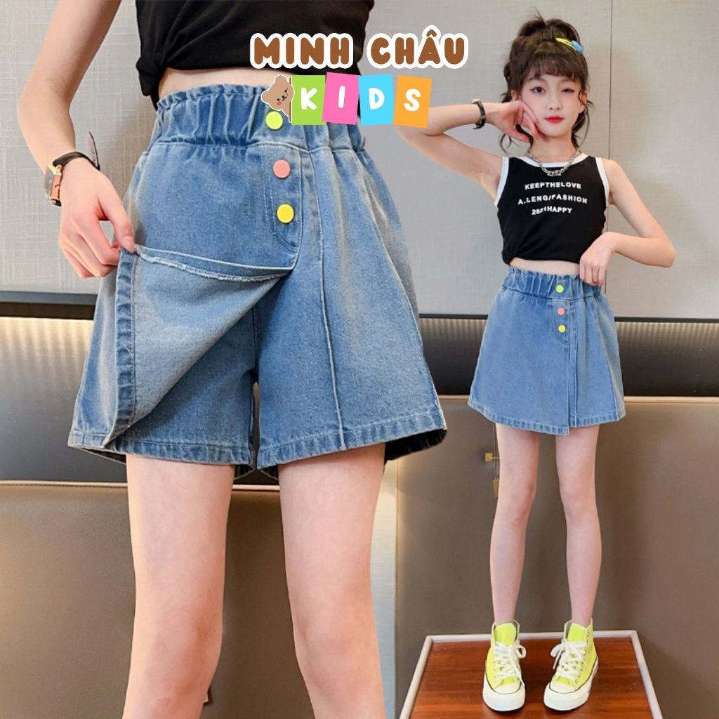 Quần Bò Giả Váy Bé Gái Từ 14-45Kg Đính Khuy Xinh Xắn Dễ Phối Đồ Minh ...