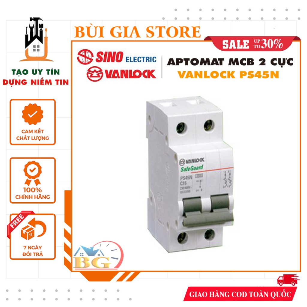 Cầu dao tự động Vanlock 2 cực PS45N - Aptomat MCB | Shopee Việt Nam