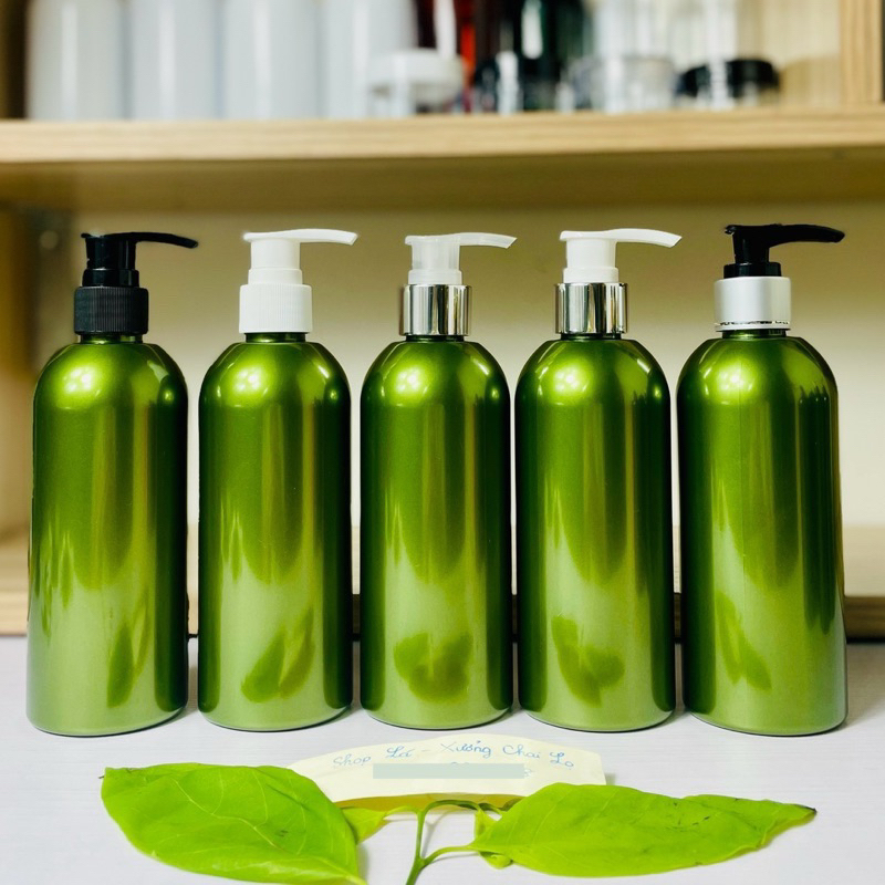 Chai Lọ Nhựa dáng Cocoon Màu Xanh Nhũ 300ml có vòi nhấn đủ kiểu Vòi ...