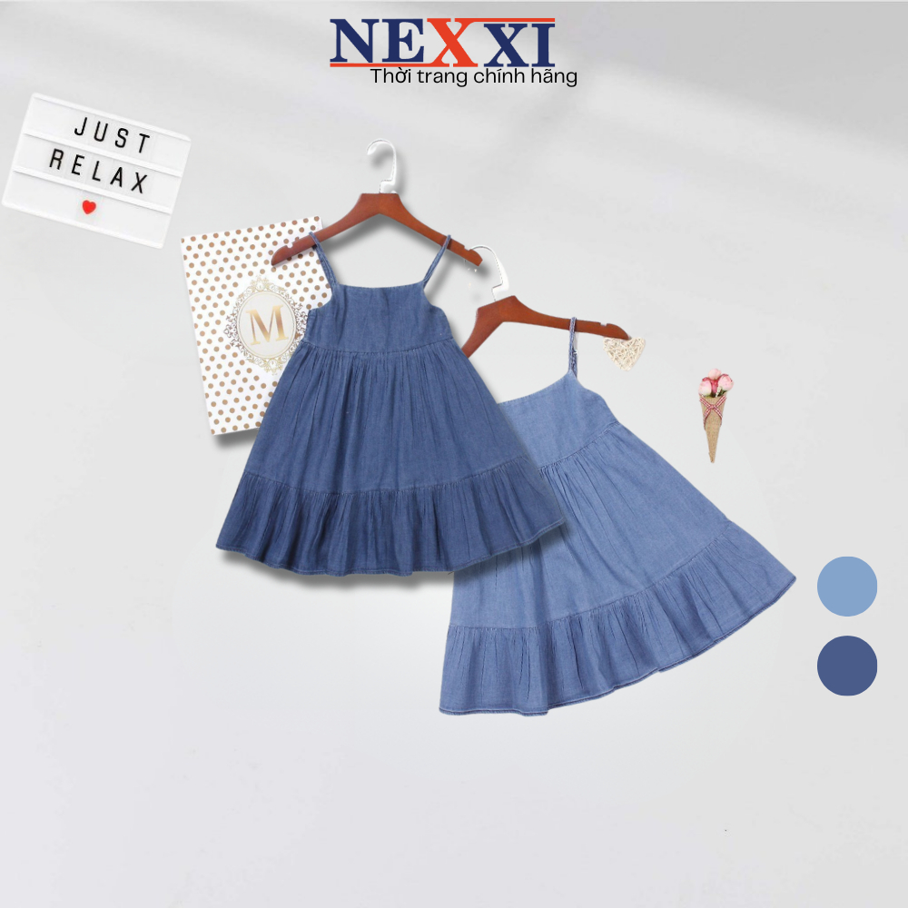 Đầm Jean Hai Dây Xoè Smocking Bé Gái Nexxi | Shopee Việt Nam