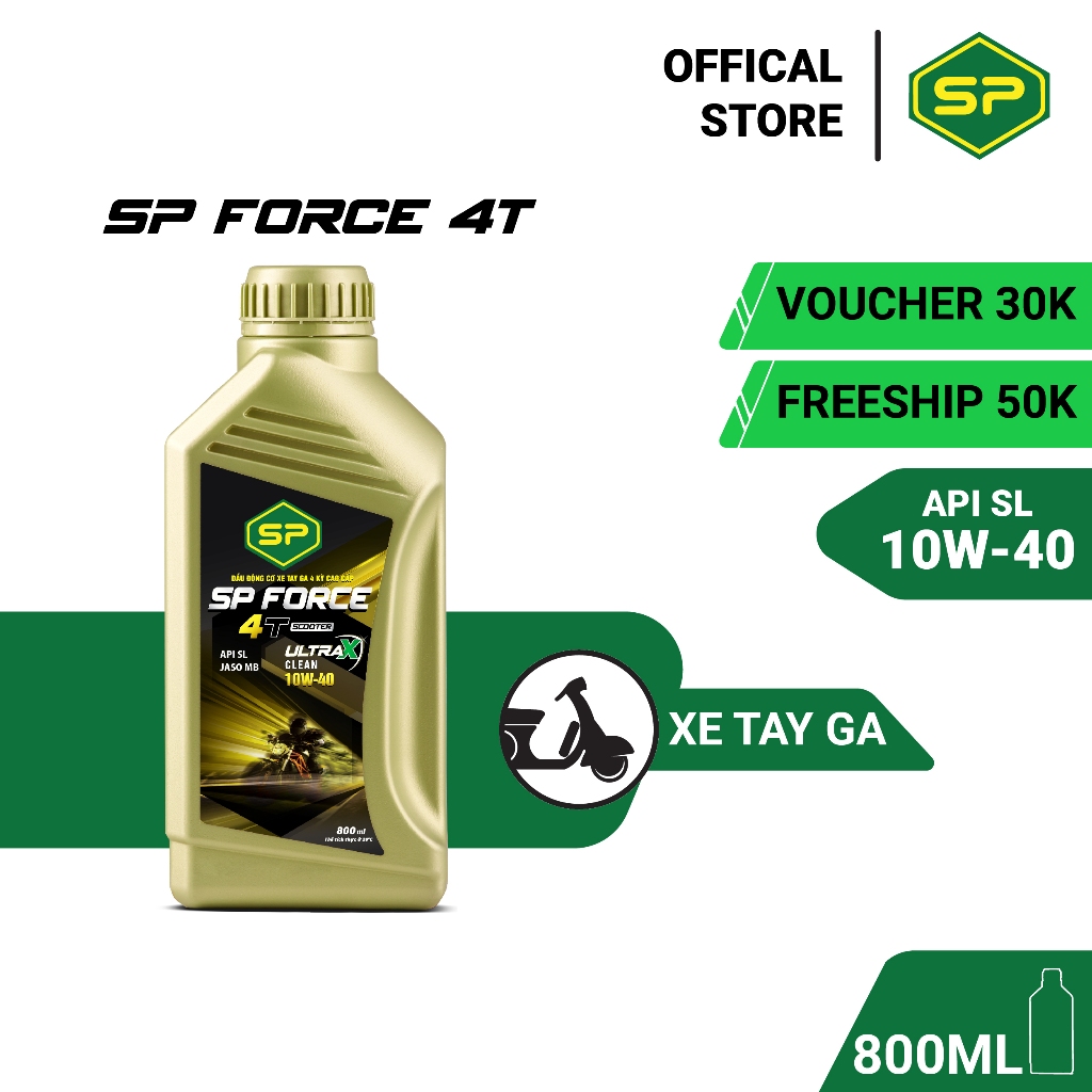Dầu nhớt xe ga Saigon Petro - SP Force 4T Scooter SL- 10W40 - Dung tích 0.8L/1L | Shopee Việt Nam