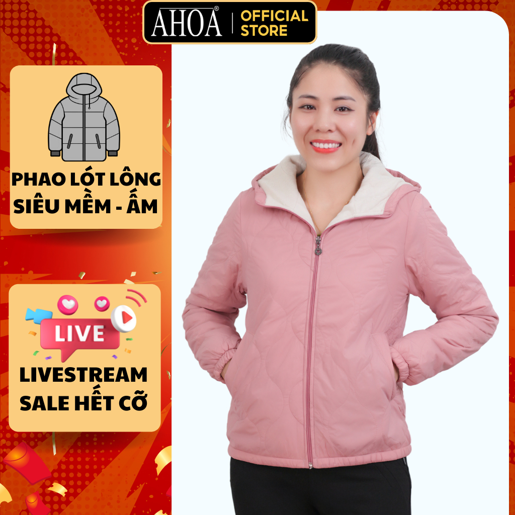 Áo Phao Lót Lông Toàn Thân Siêu Nhẹ AHOA, Áo Khoác Nữ Siêu Nhẹ Có Túi 2 ...