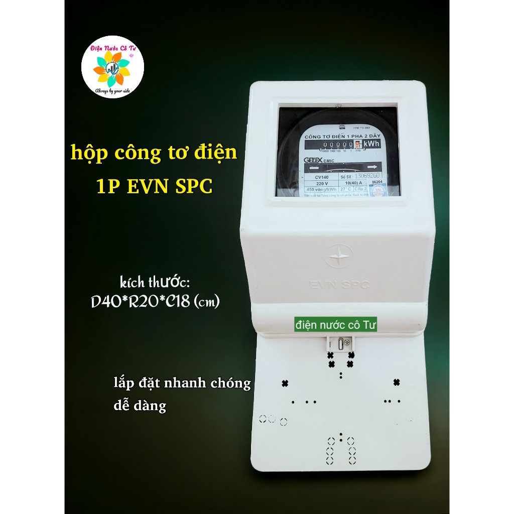 Hộp điện kế hộp công tơ điện đồng hồ điện 1 pha ngoài trời EVN SPC ...