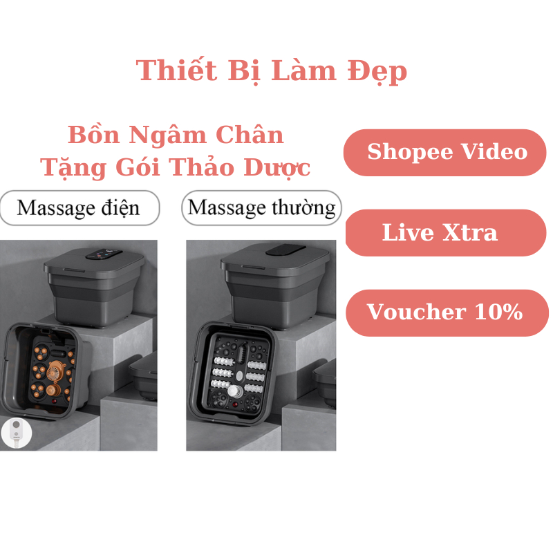 Chậu Ngâm Chân Massage Thảo Dược Gấp Gọn Chigo 8L Có Sục Khí Máy Ngâm Chân Bàn Lăn Điện Mát Xa ...