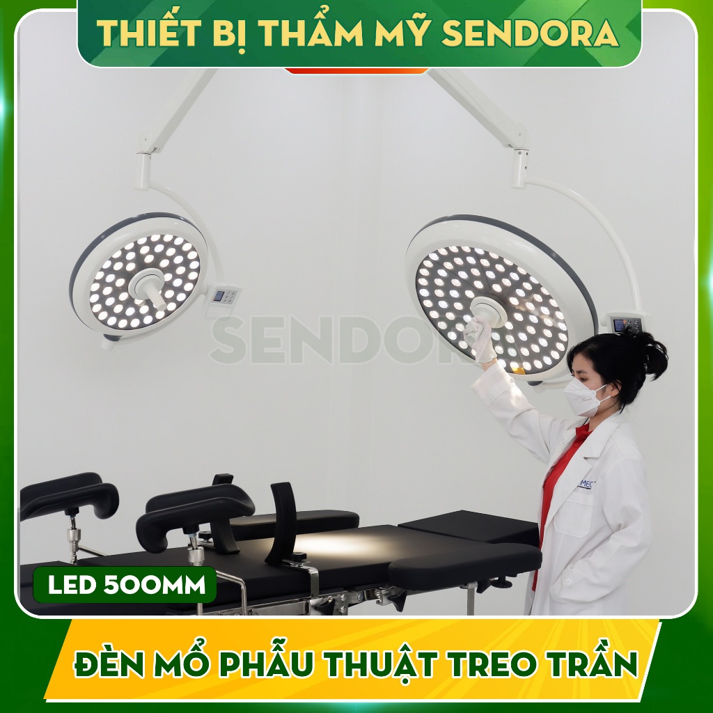 Đèn phẫu thuật treo trần đôi LED 500/500, Đèn mổ 2 nhánh treo trần bóng ...
