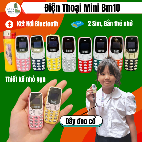 Điện thoại Mini Bm10 siêu nhỏ gọn, kết nối BLUETOOTH, 2 sim 2 sóng, có ...