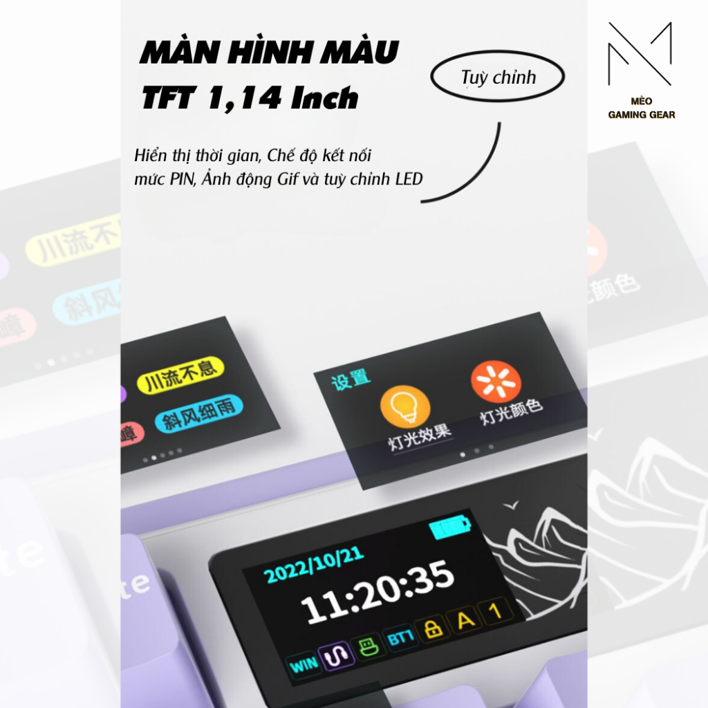 Bàn phím cơ không dây Ajazz AK980 - Mạch xuôi - LED RGB - Màn hình TFT 1,14" - Núm xoay | Shopee ...