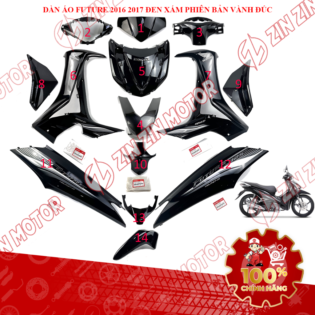 Dàn Áo Xe Future 125 Mập , Xe Future Fi 125 2016 2017 Đen Xám Chính ...