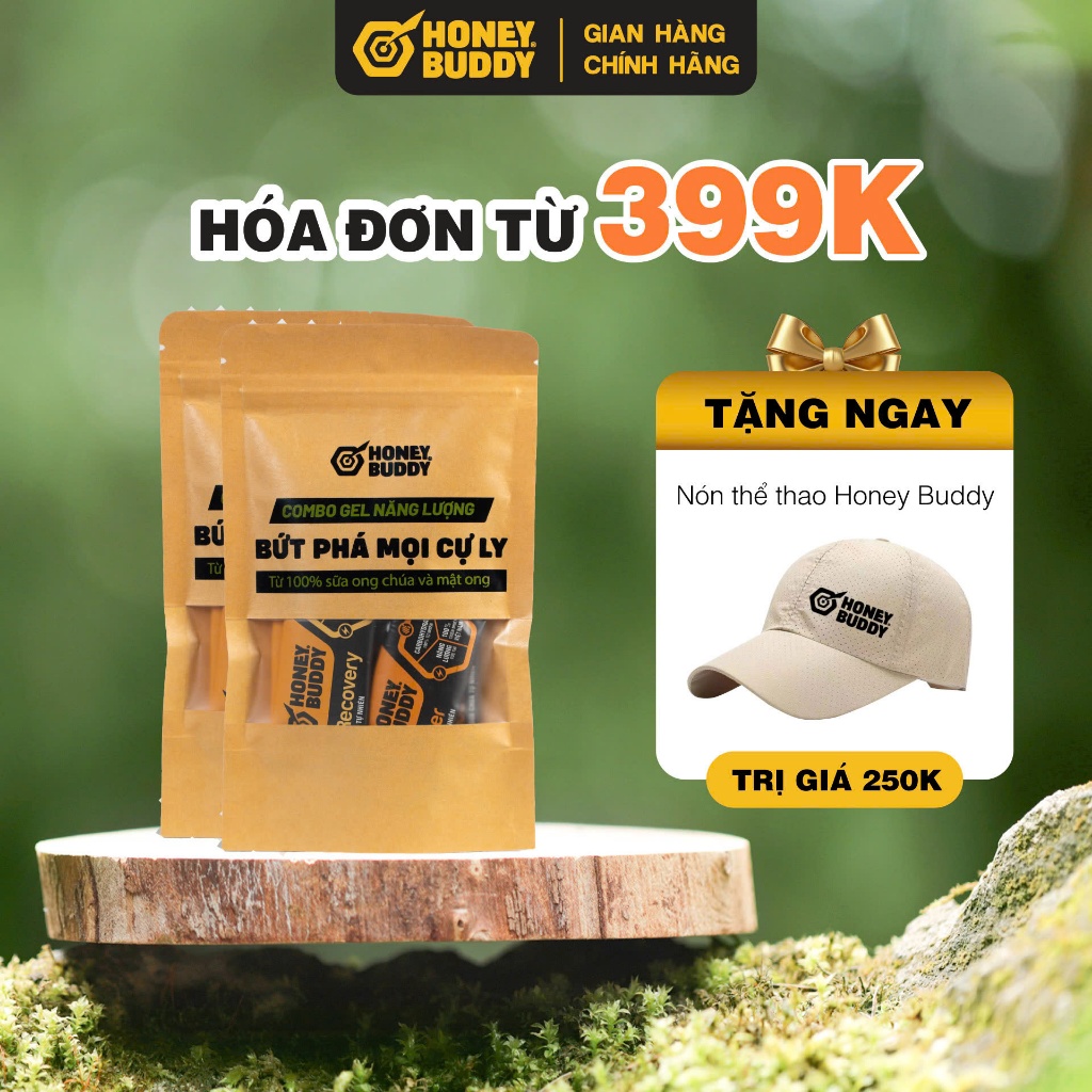 Túi Gel năng lượng thể thao HONEY BUDDY (4 gói EBooster, 1 gói ERecovery), từ mật ong nạp năng ...