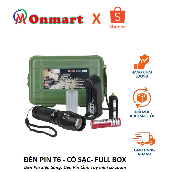 Đèn Pin Siêu Sáng, Đèn Pin Cầm Tay mini nhỏ gọn siêu sáng có thu phóng Siêu Bền XML T6 kháng ...