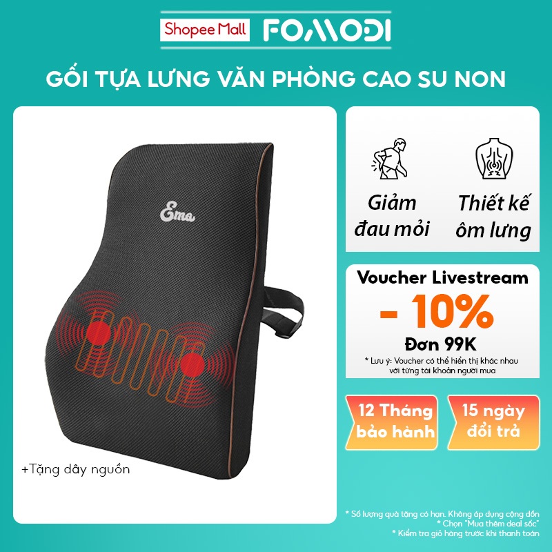 Gối Tựa Lưng Massage Ema Cao Su Non Dành Cho Dân Văn Phòng Và Lái Xe Thiết Kế Công Thái Học