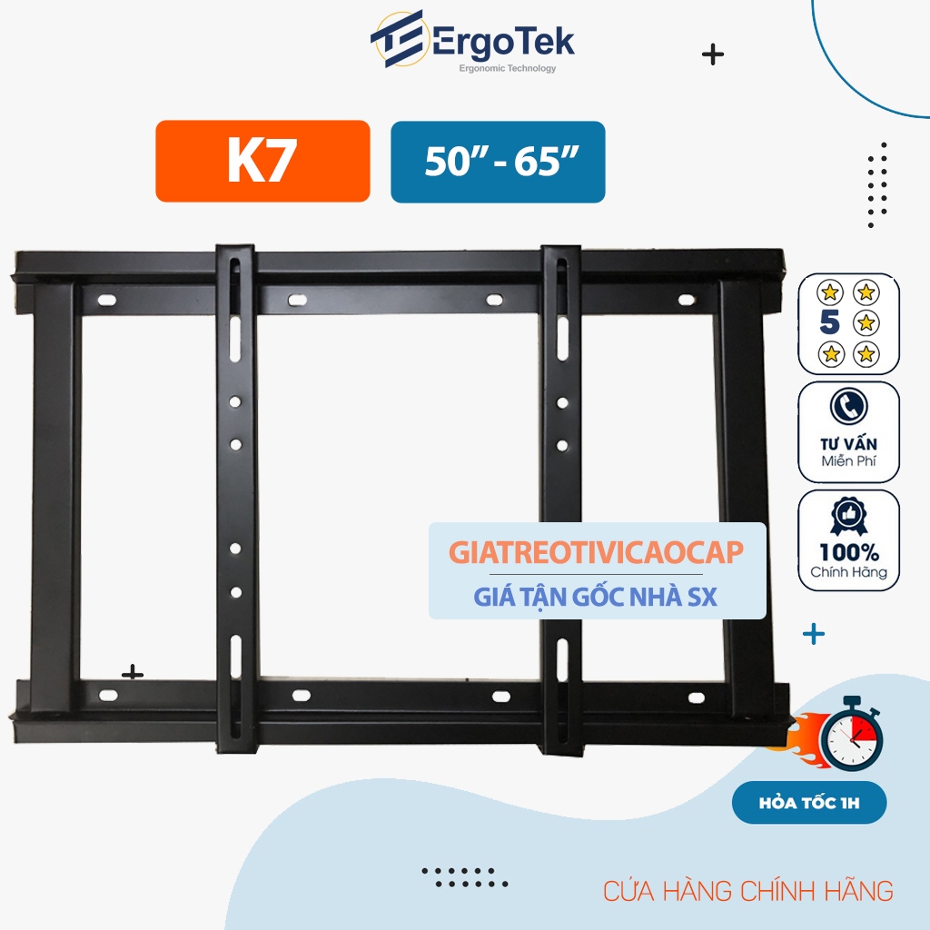 Giá treo tivi phẳng sát tường K7 50 - 65 inch / Siêu Mỏng ErgoTek E93 40 - 75 Inch - Hàng thép ...