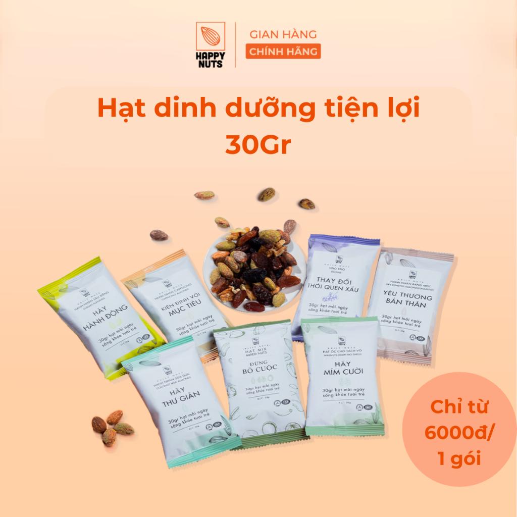Gói hạt dinh dưỡng tiện lợi Daily Nuts 30gr Happynuts - Ăn Kiêng Giảm Cân Dinh Dưỡng | Shopee ...