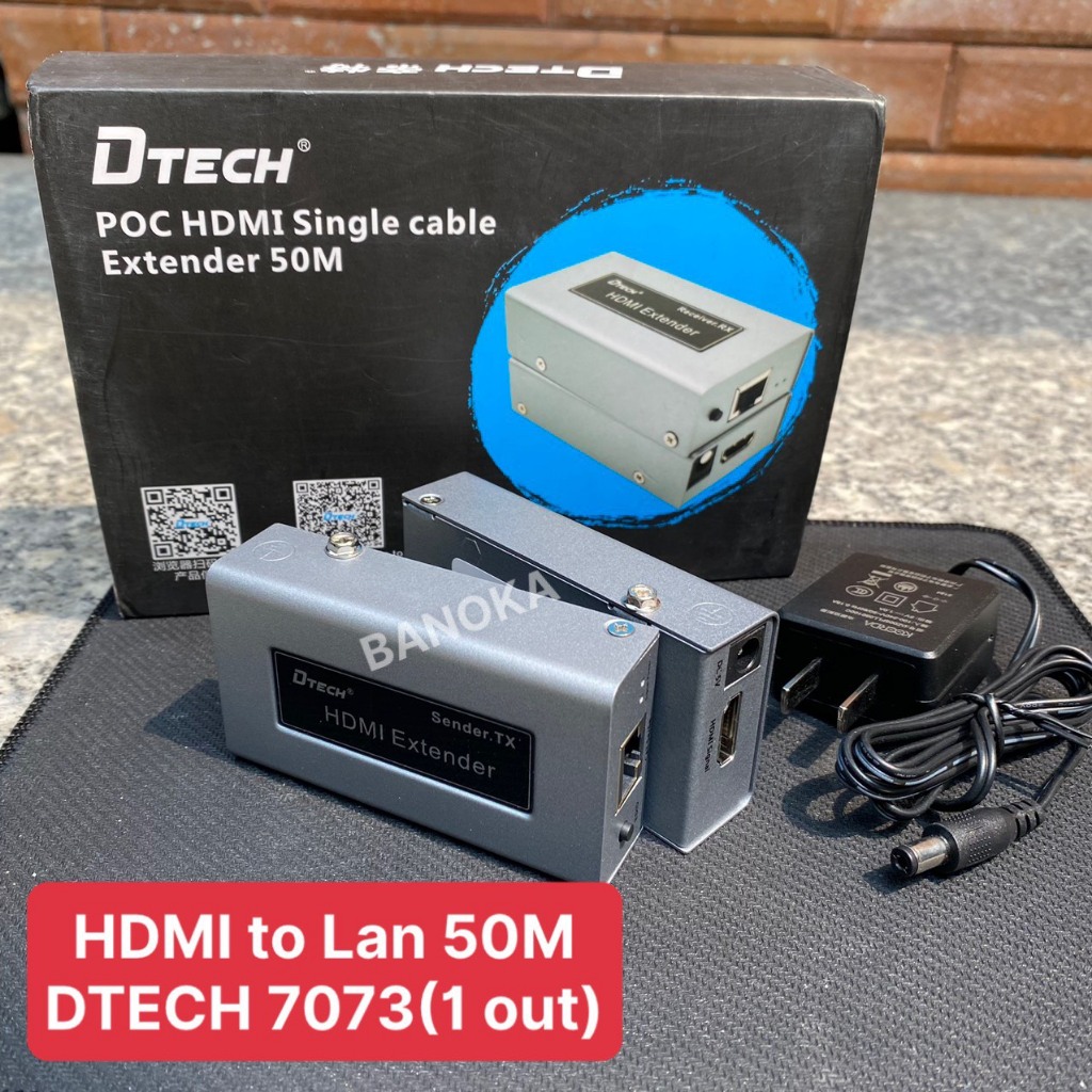 Bộ Chuyển Đổi HDMI Sang LAN 50M DTECH Model 7073- HDMI to Lan 50M có 1 cổng Out DTECH chính hãng ...