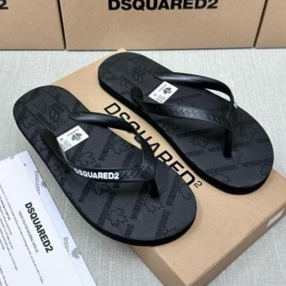 Dép tông nam nữ DSQ đế cao su ép xốp dập vân chữ lá phong monogram quai ...