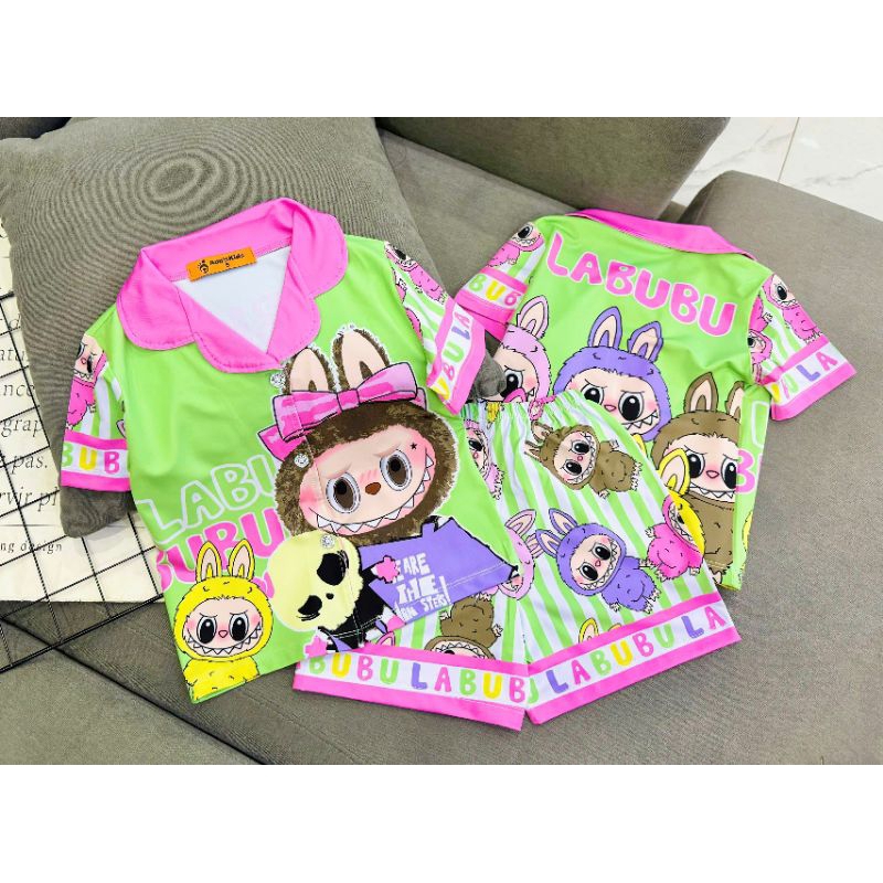 Bộ đùi pijama bé gái thun lạnh in 3d - Labubu 02 (12kg/45kg) | Shopee ...