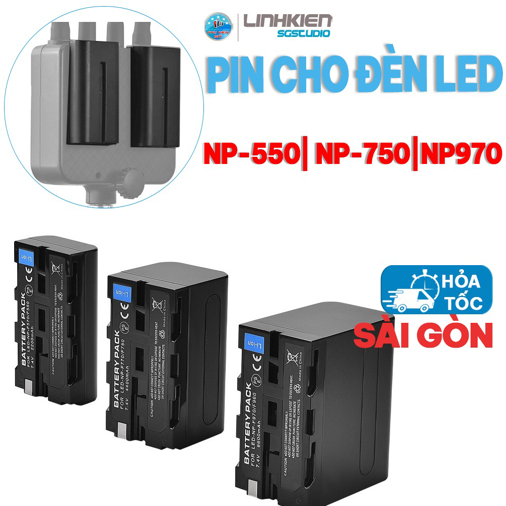 Pin NP-F550 NP-F750 NP-F970 2400/4400/6600 mAH Cho Các loại Đèn Studio ...