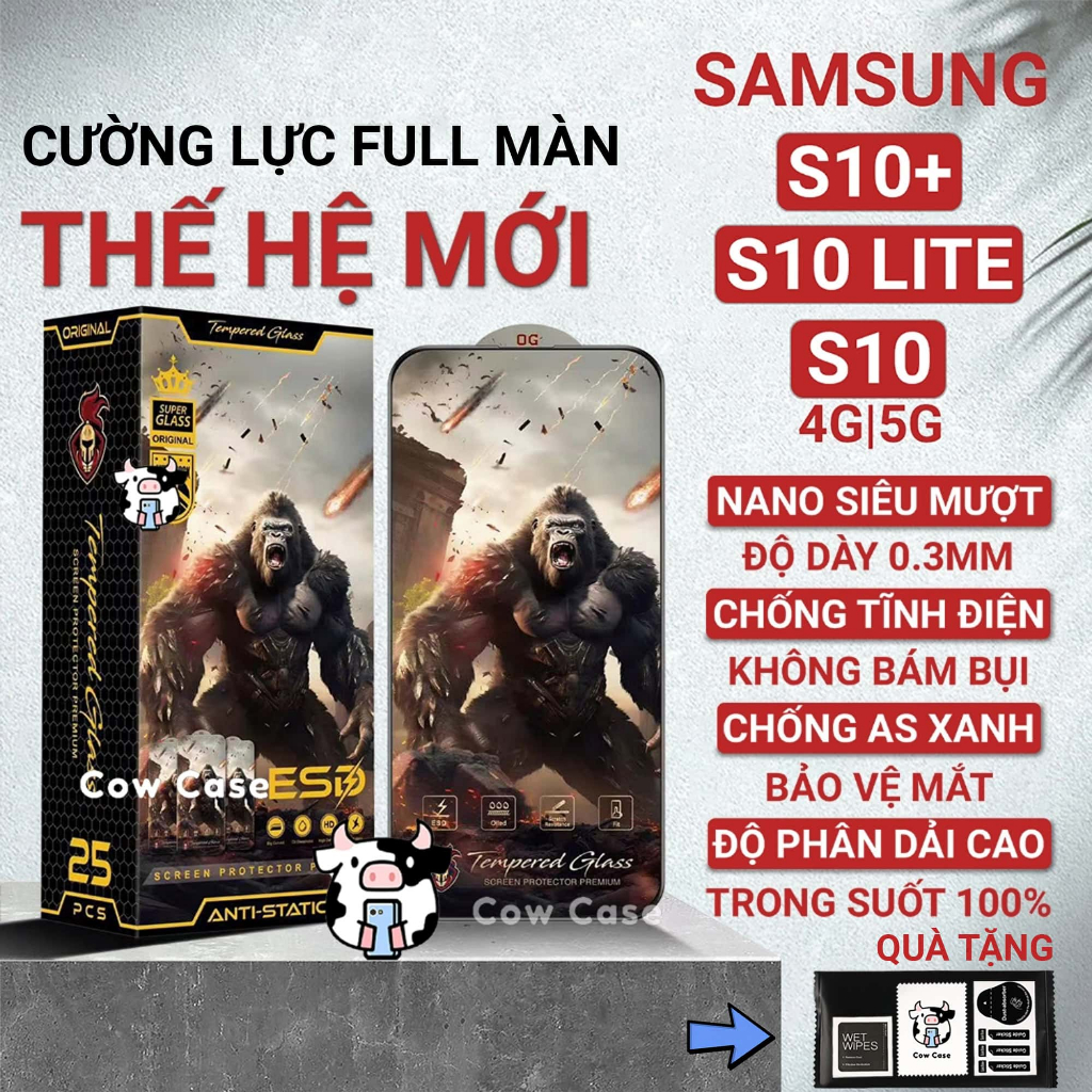Cường lực Samsung S10 Plus, S10 Lite, S10 4G full màn | Miếng kính dán bảo vệ màn hình cho ss ...