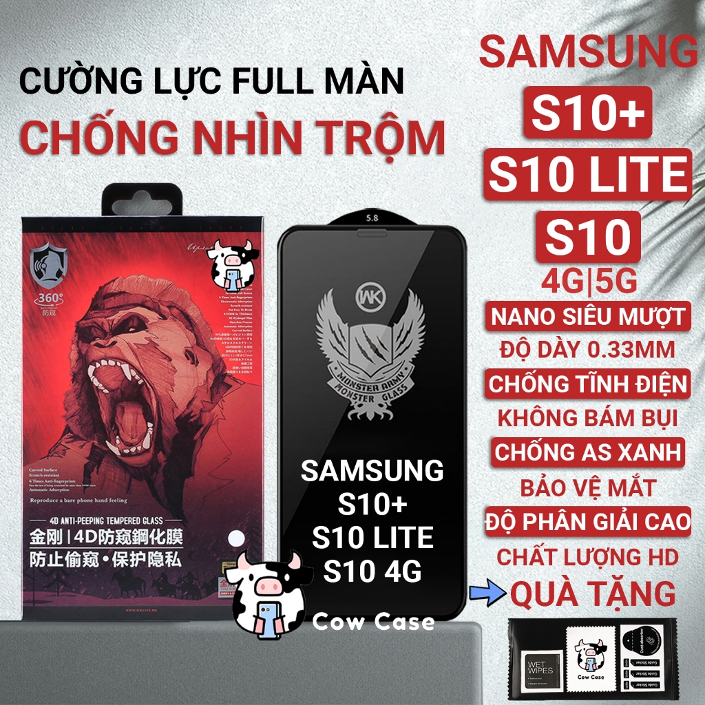 Cường lực Samsung S10 Plus, S10 Lite, S10 4G chống nhìn trộm full màn | Miếng dán bảo vệ màn ...