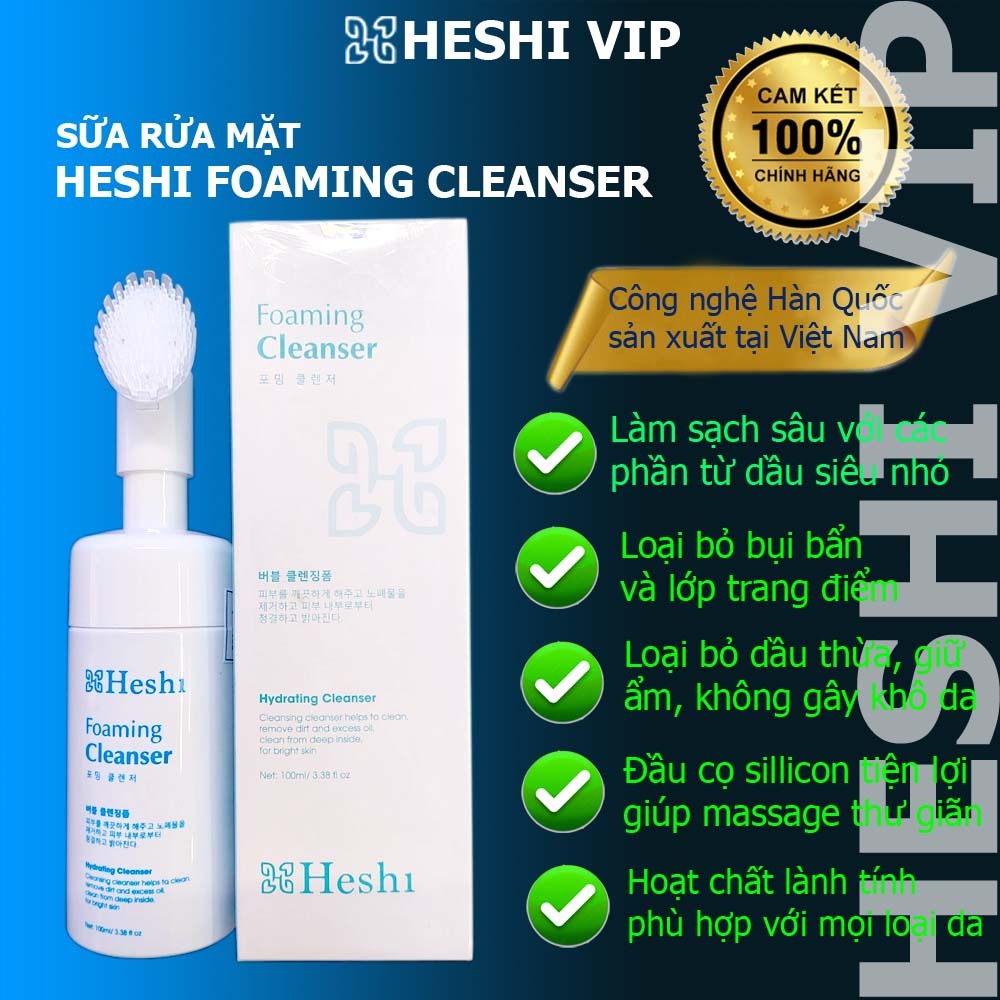 Sữa rửa mặt Heshi Foaming Cleanser 100ml sạch sâu da dầu ngừa mụn thành ...