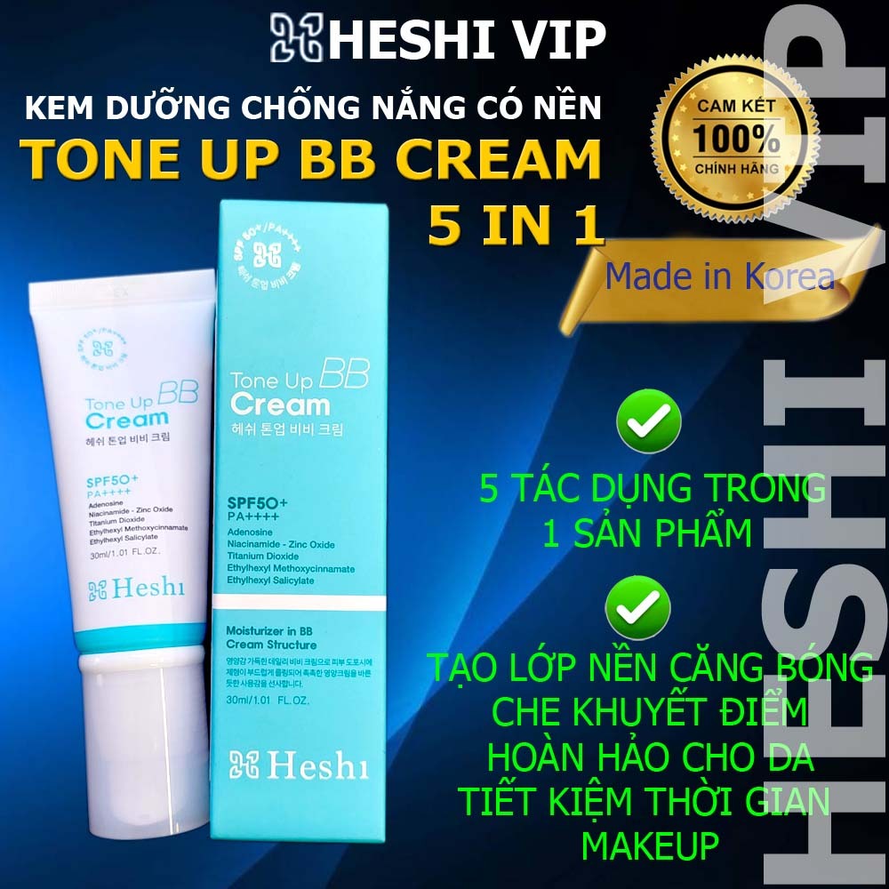 Kem chống nắng có nền Heshi Toneup BB Cream 30ml 5in1 kem nền mịn lỳ ...