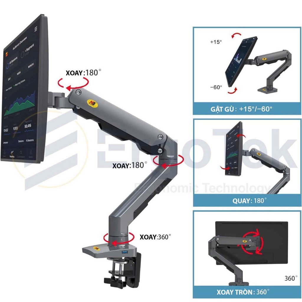 Giá Treo Màn Hình Máy Tính NB G60 27 - 45 Inch - Giá Đỡ / Tay Arm Treo ...