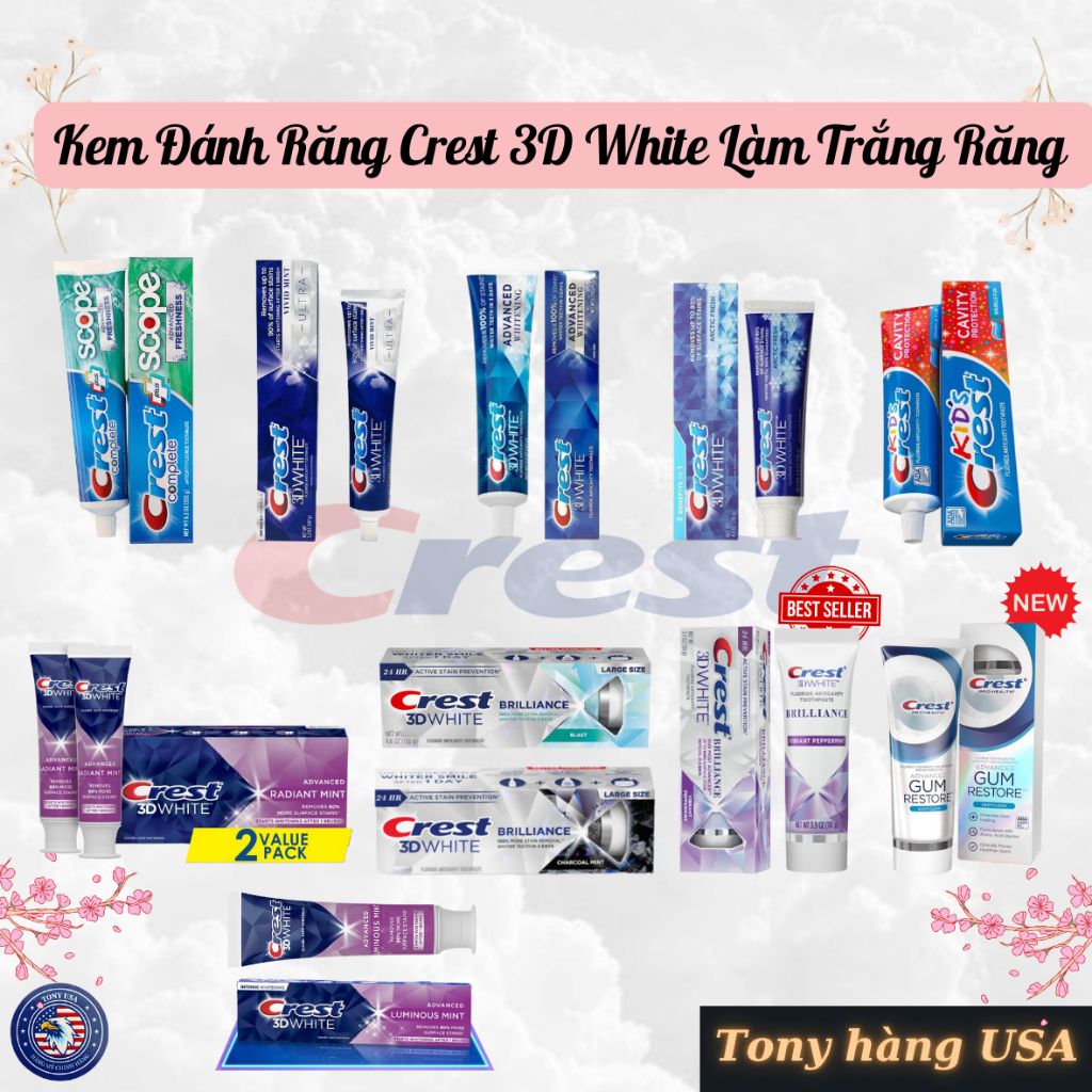 [Đủ Loại] Kem Đánh Răng Crest 3D White Làm Trắng Răng Chính Hãng Mỹ ...