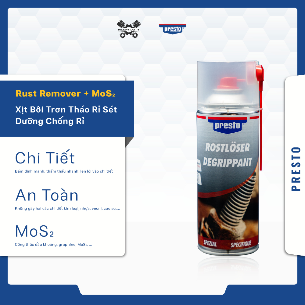 Xịt Bôi Trơn Tháo Gỉ Sét Dưỡng Chống Rỉ Lại - Presto 306314 Rust Remover + Mos2 Graphene ...