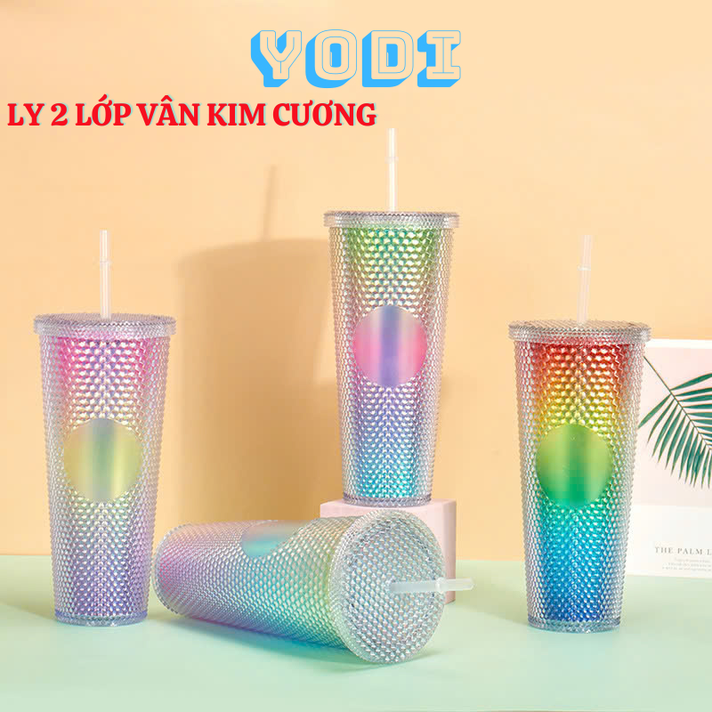 Ly Nước 2 Lớp Cách Nhiệt Chất Liệu Nhựa PP Có Nắp Đậy Kín Dung Tích 710ml Kèm Ống Hút | Shopee ...