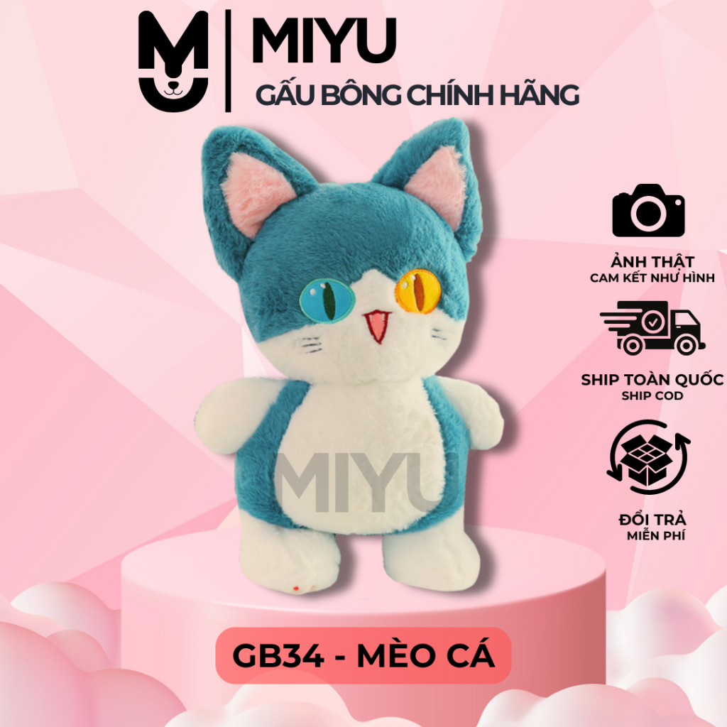 Gấu Bông Con Mèo Cá Mập Xanh MIYU Khổng Lồ Salome Vải Lông Mềm Mịn, Thú ...