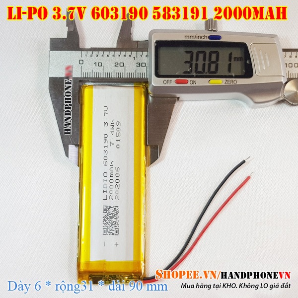Pin Li-Po 3.7V 2000mAh 603190 583191 603090 (Li-Polymer) cho Loa ...