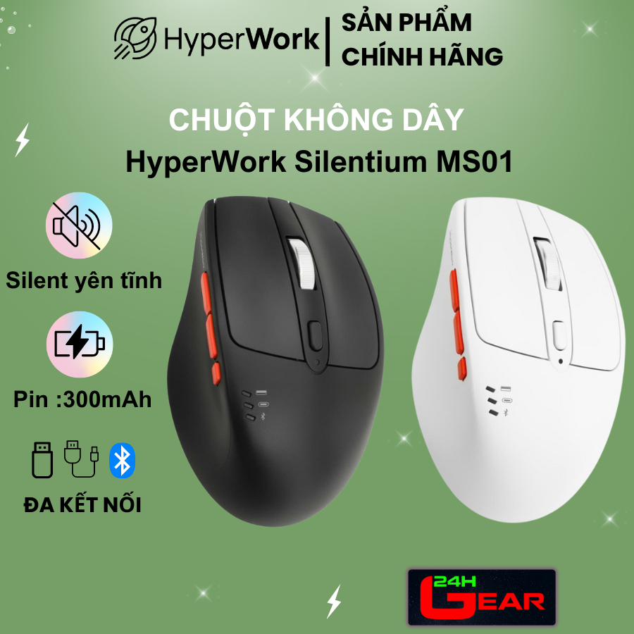 Chuột không dây HyperWork Silentium MS01 (Switch silent yên tĩnh, kết ...