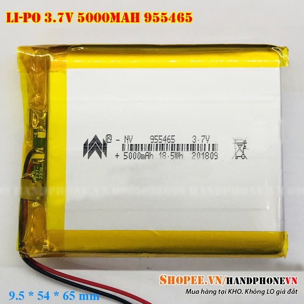 Pin Li-Po 3.7V 955465 955565 5000mAh (Li-Polyme). Pin dày 9.5mm ...