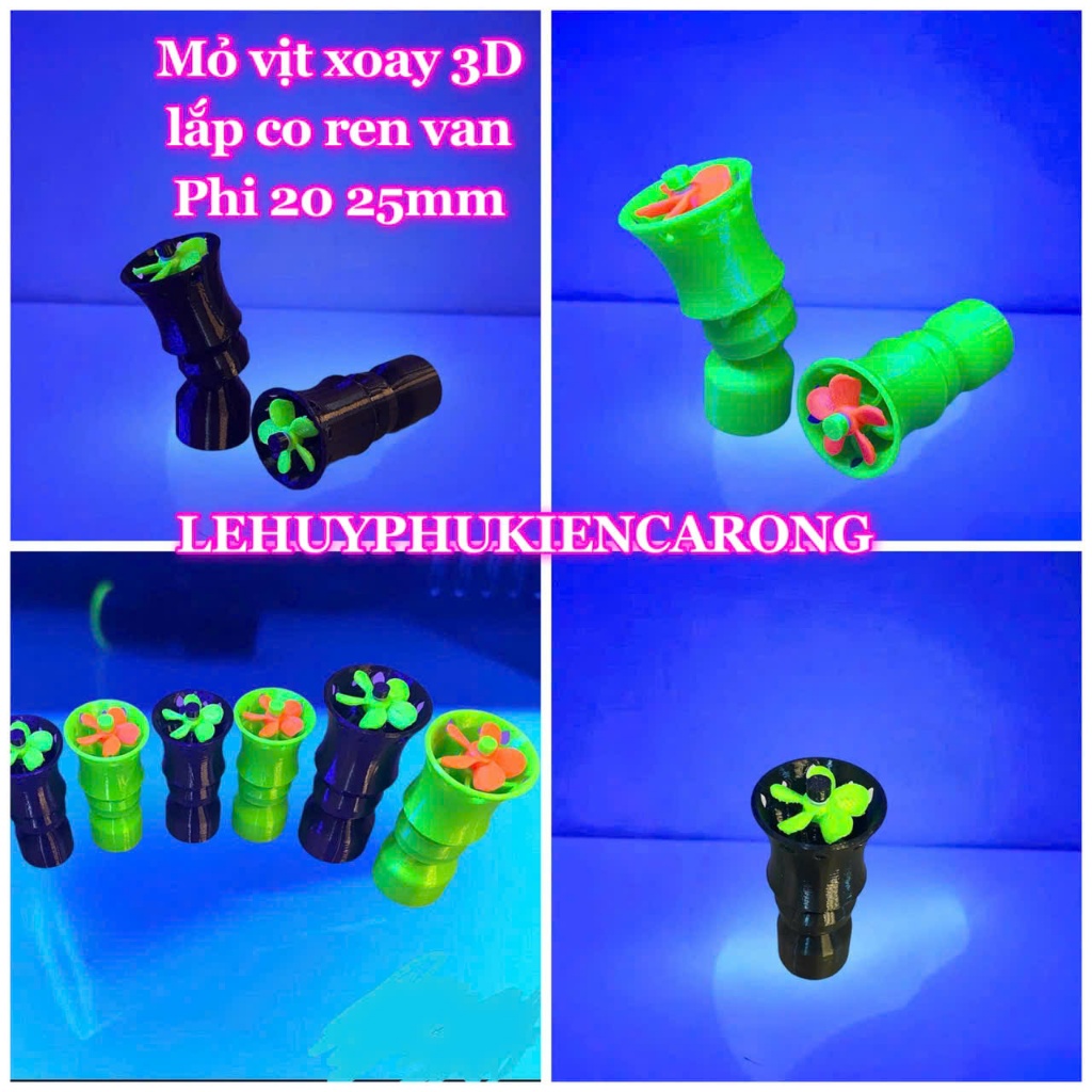 Đầu Thổi Mỏ Vịt 3D Có Cánh Quat Xoay Phi 20 25mm Lắp Vào Co Ren Van ...