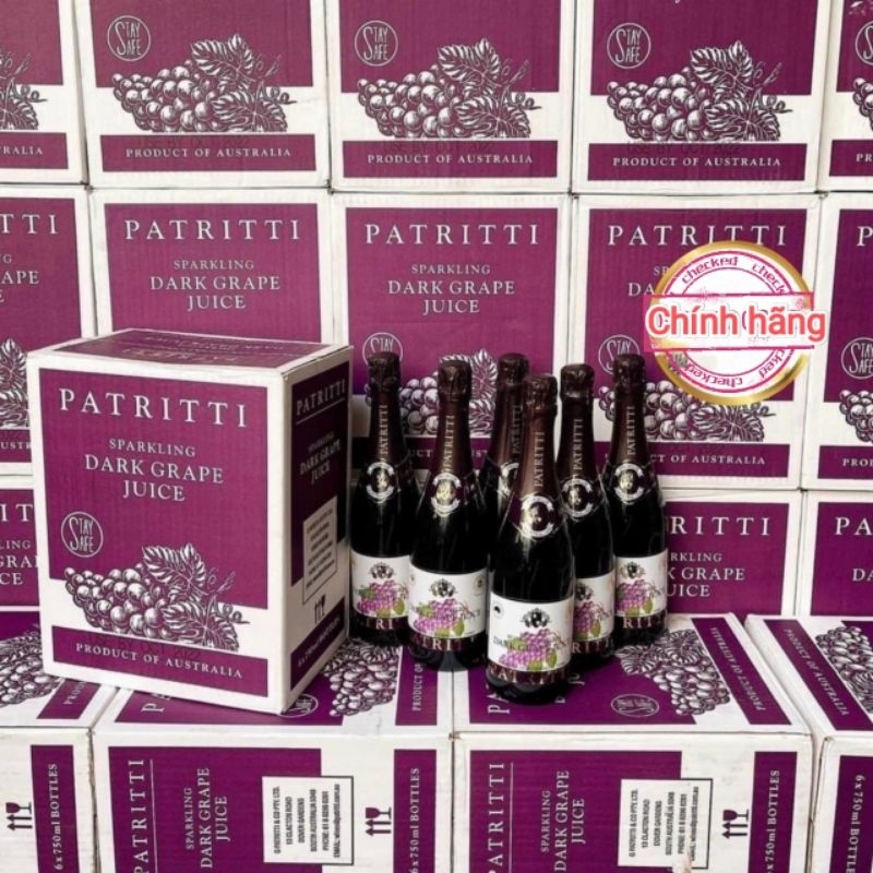 Thùng 6 Chai Nước ép nho Patritti Sparkling Grape Juice Úc chai 750ml ...