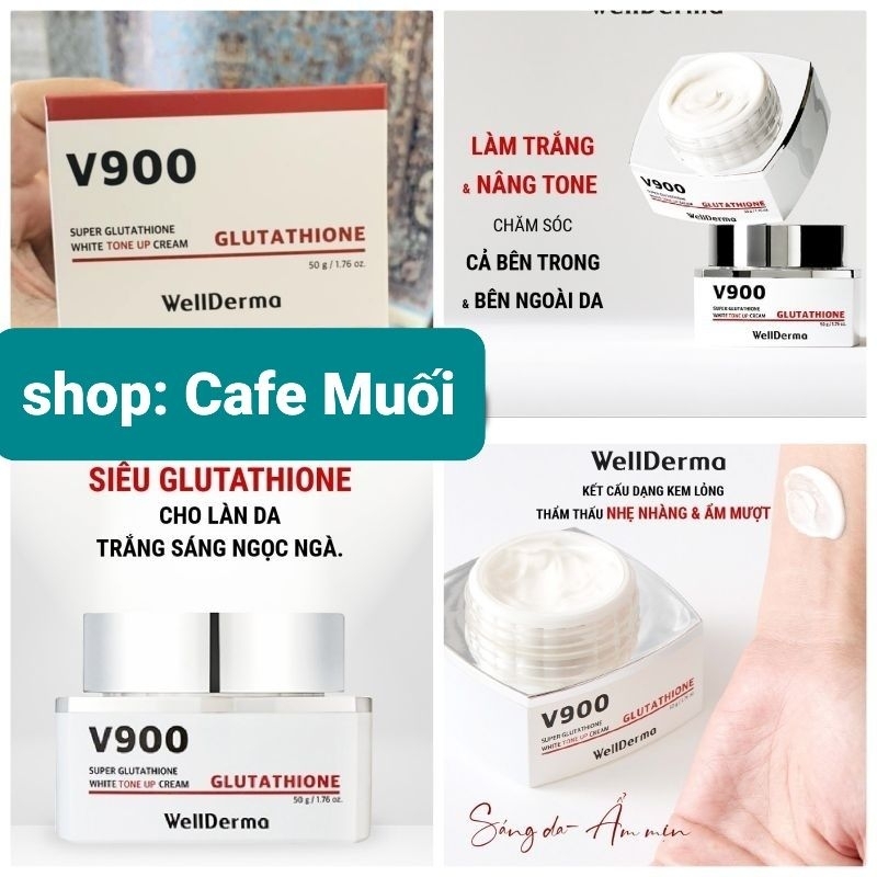 KEM SIÊU DƯỠNG TRẮNGNÂNG TÔNG DA Wellderma V900 Super Glutathione White Tone Up Cream 50g ...