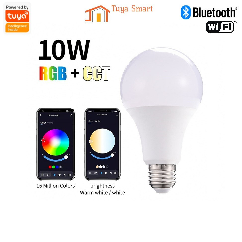Bóng Đèn Thông Minh 10W Tuya Bóng Đèn Wifi / Bluetooth E27 E26 B22 Bóng Đèn RGB+CCT Bóng Đèn LED ...