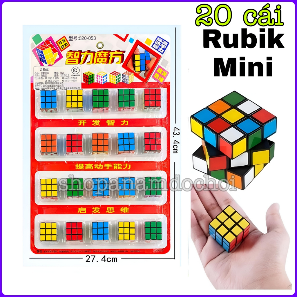 Vỉ 20 chiếc rubik mini loại 3x3 có thể xoay được | Shopee Việt Nam