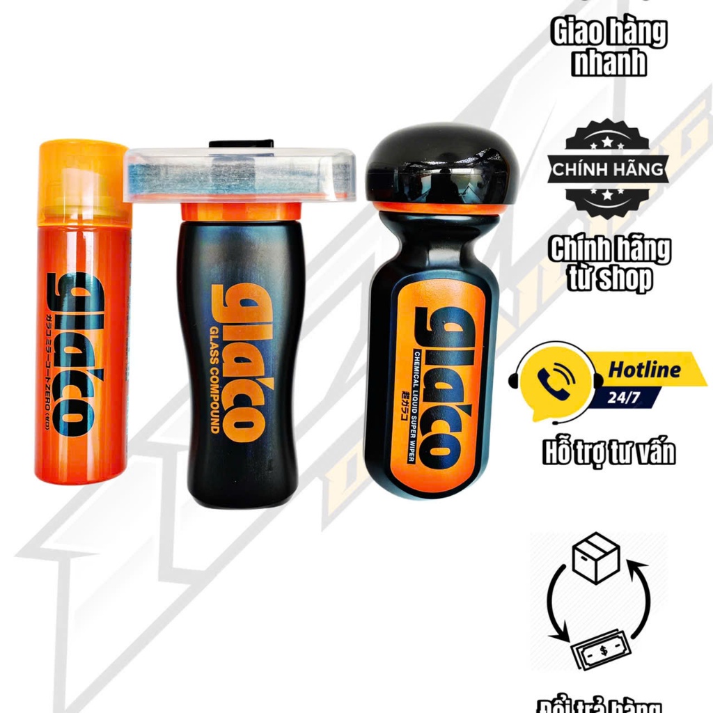 COMBO 3 CHAI GỒM TẨY Ố KÍNH, PHỦ NANO KÍNH BUỒNG LÁI Ô TÔ VÀ PHỦ NANO KÍNH CHIẾU HẬU GLACO CHÍNH ...