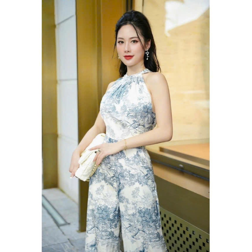 Jum nữ quần dài ống rộng đi chơi cá tính với thiết kế cổ yếm không tay ...